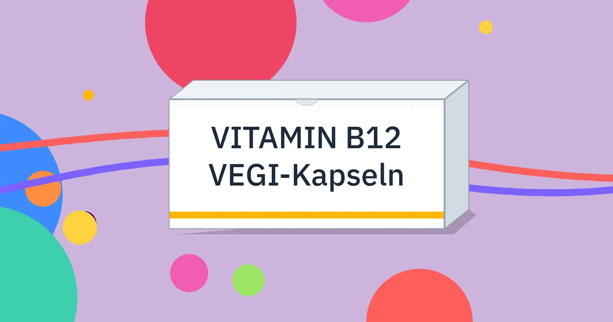 Symbolbild: Packung mit der Aufschrift VITAMIN B12 VEGI-Kapseln (PZN 10408363) – Verfügbarkeit und Bezug in Apotheken in Frankfurt am Main
