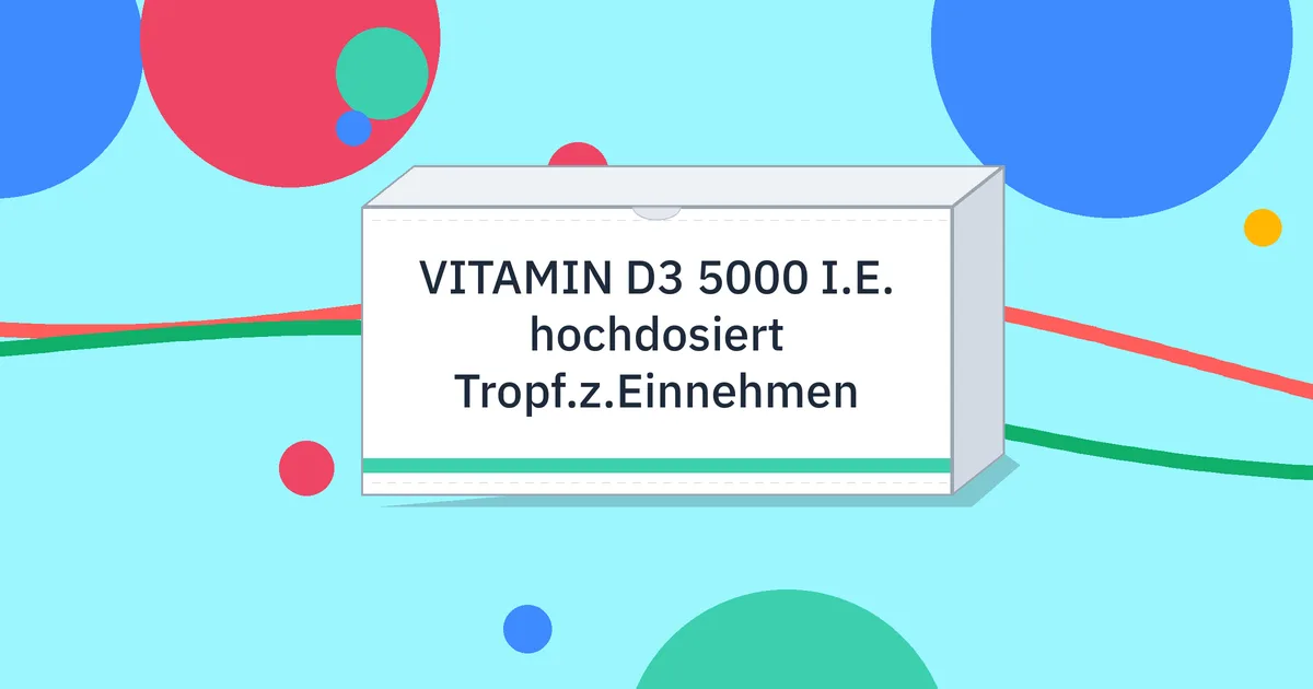 Symbolbild: Packung mit der Aufschrift VITAMIN D3 5000 I.E. hochdosiert Tropf.z.Einnehmen (PZN 20718538) – Verfügbarkeit und Bezug in Apotheken in Frankfurt am Main