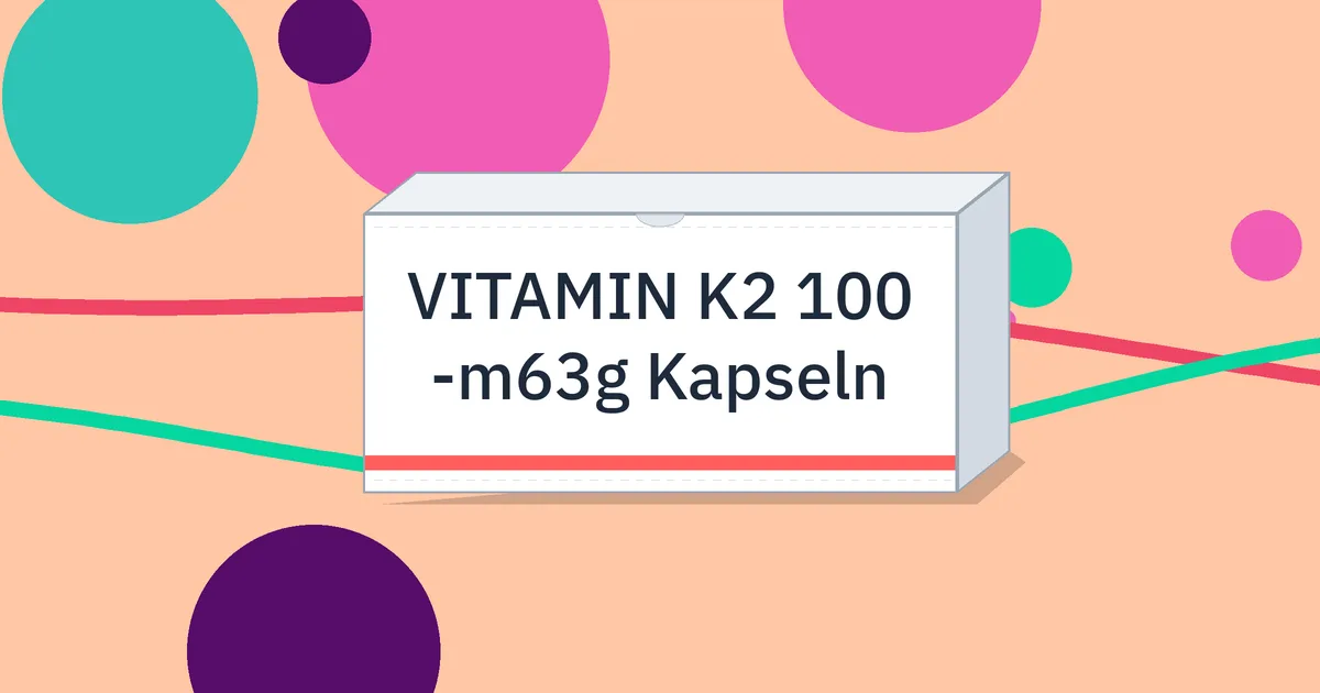 Symbolbild: Packung mit der Aufschrift VITAMIN K2 100 -m63g Kapseln (PZN 15265827) – Verfügbarkeit und Bezug in Apotheken in Frankfurt am Main