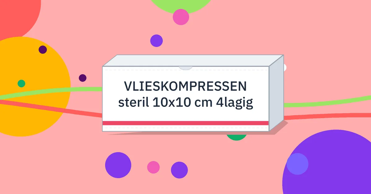 Symbolbild: Packung mit der Aufschrift VLIESKOMPRESSEN steril 10x10 cm 4lagig (PZN 17549457) – Verfügbarkeit und Bezug in Apotheken in Frankfurt am Main