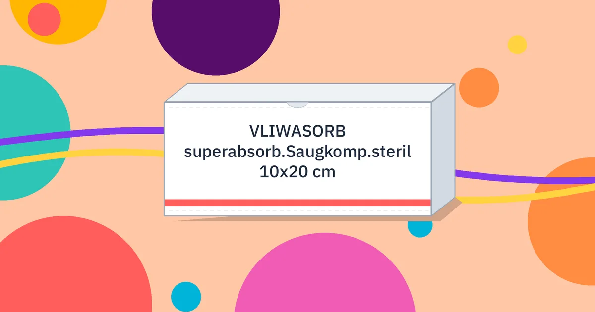 Symbolbild: Packung mit der Aufschrift VLIWASORB superabsorb.Saugkomp.steril 10x20 cm (PZN 17834258) – Verfügbarkeit und Bezug in Apotheken in Frankfurt am Main