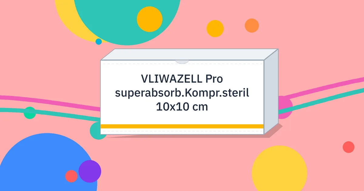 Symbolbild: Packung mit der Aufschrift VLIWAZELL Pro superabsorb.Kompr.steril 10x10 cm (PZN 20009569) – Verfügbarkeit und Bezug in Apotheken in Frankfurt am Main