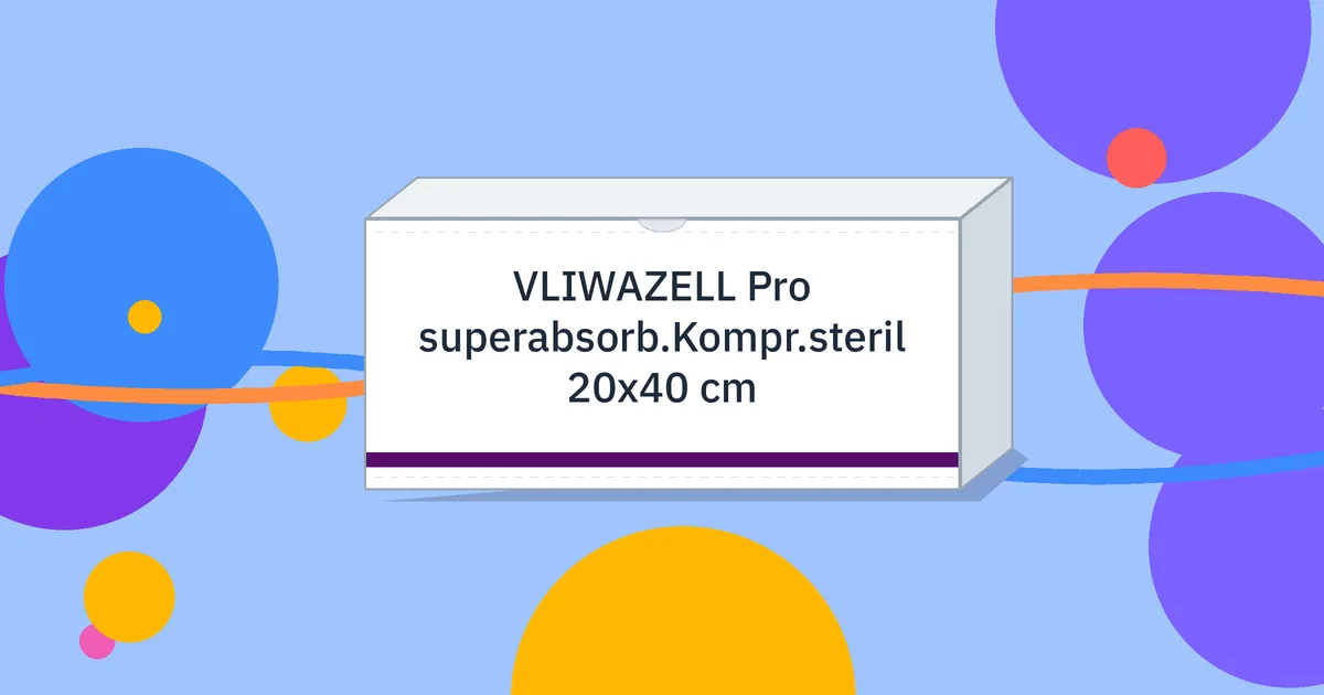 Symbolbild: Packung mit der Aufschrift VLIWAZELL Pro superabsorb.Kompr.steril 20x40 cm (PZN 19373459) – Verfügbarkeit und Bezug in Apotheken in Frankfurt am Main