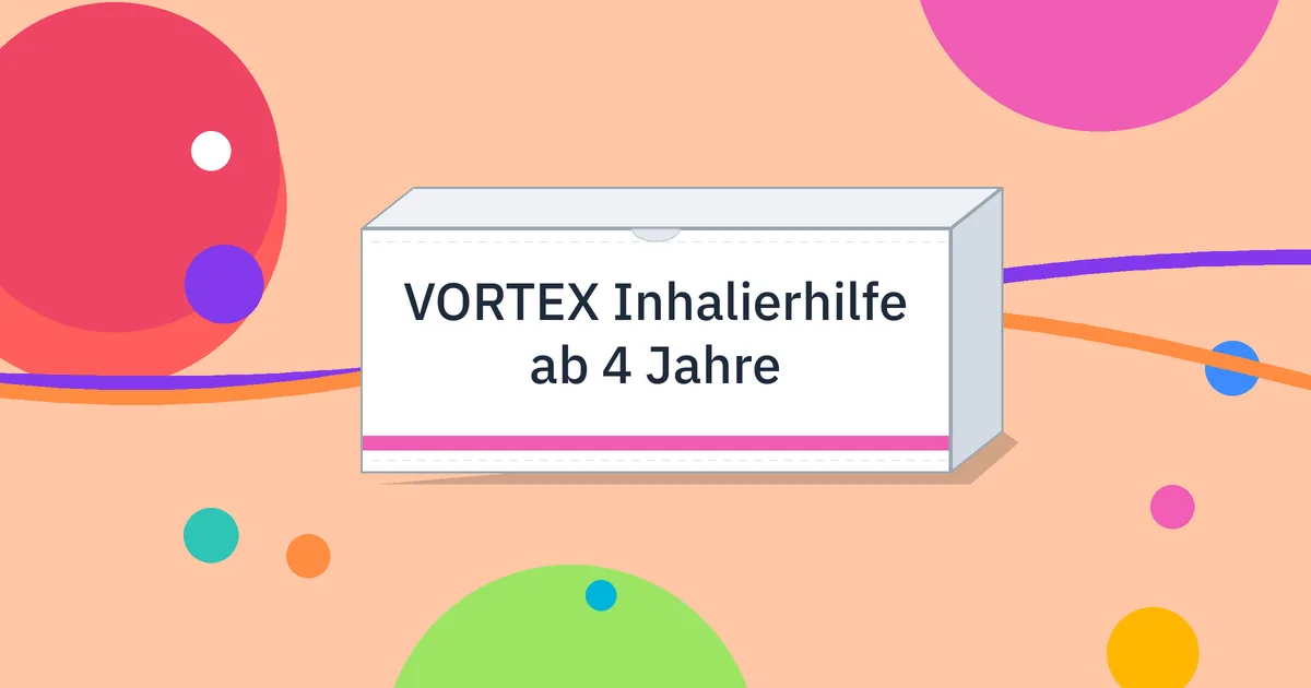 Symbolbild: Packung mit der Aufschrift VORTEX Inhalierhilfe ab 4 Jahre (PZN 12371196) – Verfügbarkeit und Bezug in Apotheken in Frankfurt am Main