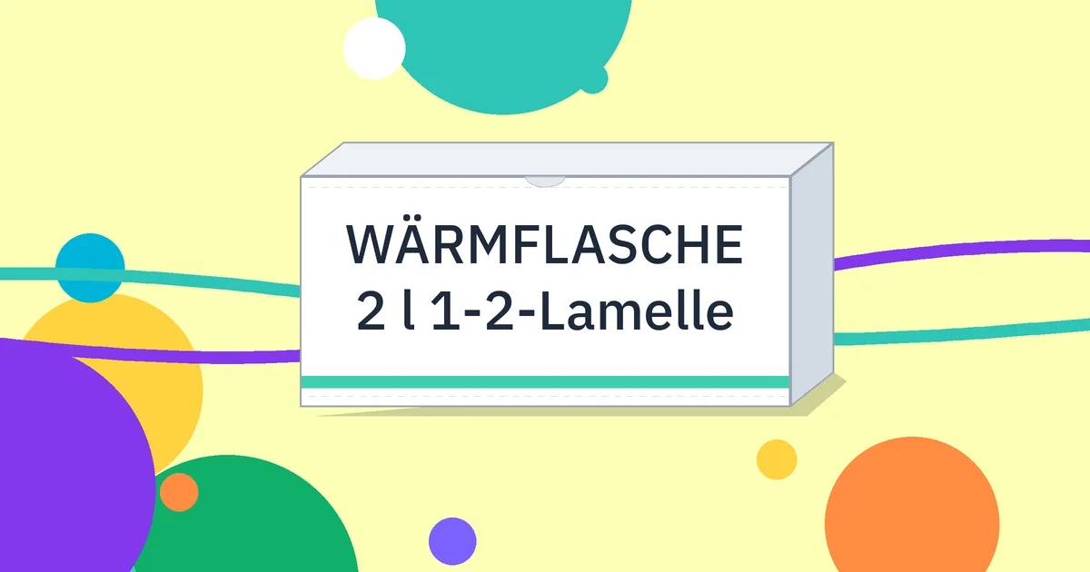 Symbolbild: Packung mit der Aufschrift WÄRMFLASCHE 2 l 1-2-Lamelle (PZN 02692901) – Verfügbarkeit und Bezug in Apotheken in Frankfurt am Main
