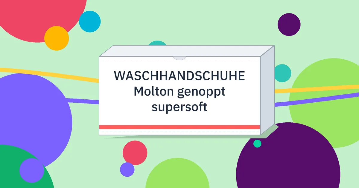 Symbolbild: Packung mit der Aufschrift WASCHHANDSCHUHE Molton genoppt supersoft (PZN 10711216) – Verfügbarkeit und Bezug in Apotheken in Frankfurt am Main