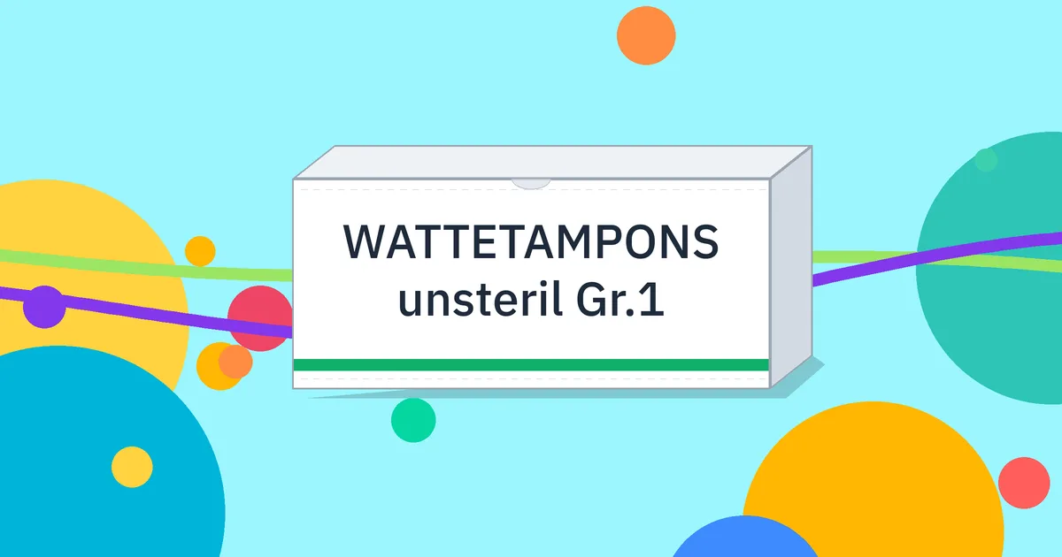 Symbolbild: Packung mit der Aufschrift WATTETAMPONS unsteril Gr.1 (PZN 01960558) – Verfügbarkeit und Bezug in Apotheken in Frankfurt am Main