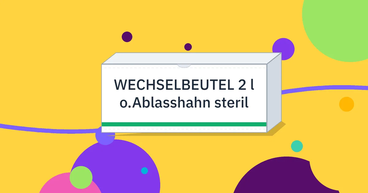 Symbolbild: Packung mit der Aufschrift WECHSELBEUTEL 2 l o.Ablasshahn steril (PZN 20204851) – Verfügbarkeit und Bezug in Apotheken in Frankfurt am Main