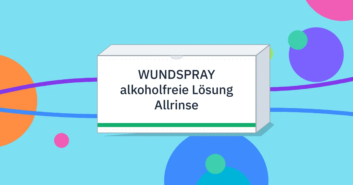 Symbolbild: Packung mit der Aufschrift WUNDSPRAY alkoholfreie Lösung Allrinse (PZN 18669608) – Verfügbarkeit und Bezug in Apotheken in Frankfurt am Main