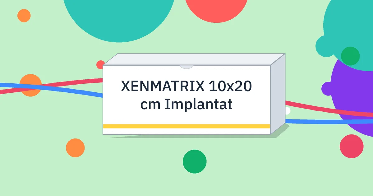 Symbolbild: Packung mit der Aufschrift XENMATRIX 10x20 cm Implantat (PZN 04017322) – Verfügbarkeit und Bezug in Apotheken in Frankfurt am Main