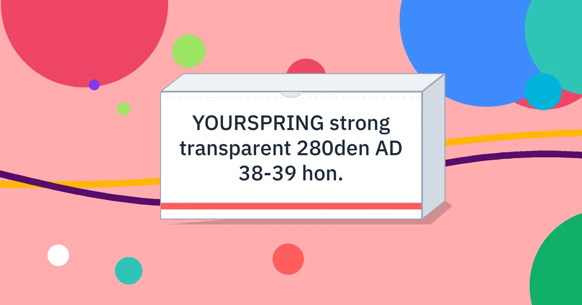 Symbolbild: Packung mit der Aufschrift YOURSPRING strong transparent 280den AD 38-39 hon. (PZN 18058448) – Verfügbarkeit und Bezug in Apotheken in Frankfurt am Main