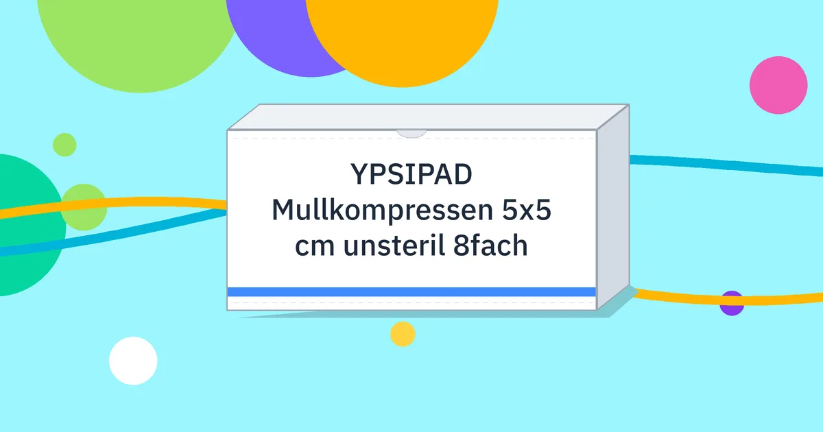 Symbolbild: Packung mit der Aufschrift YPSIPAD Mullkompressen 5x5 cm unsteril 8fach (PZN 12604200) – Verfügbarkeit und Bezug in Apotheken in Frankfurt am Main