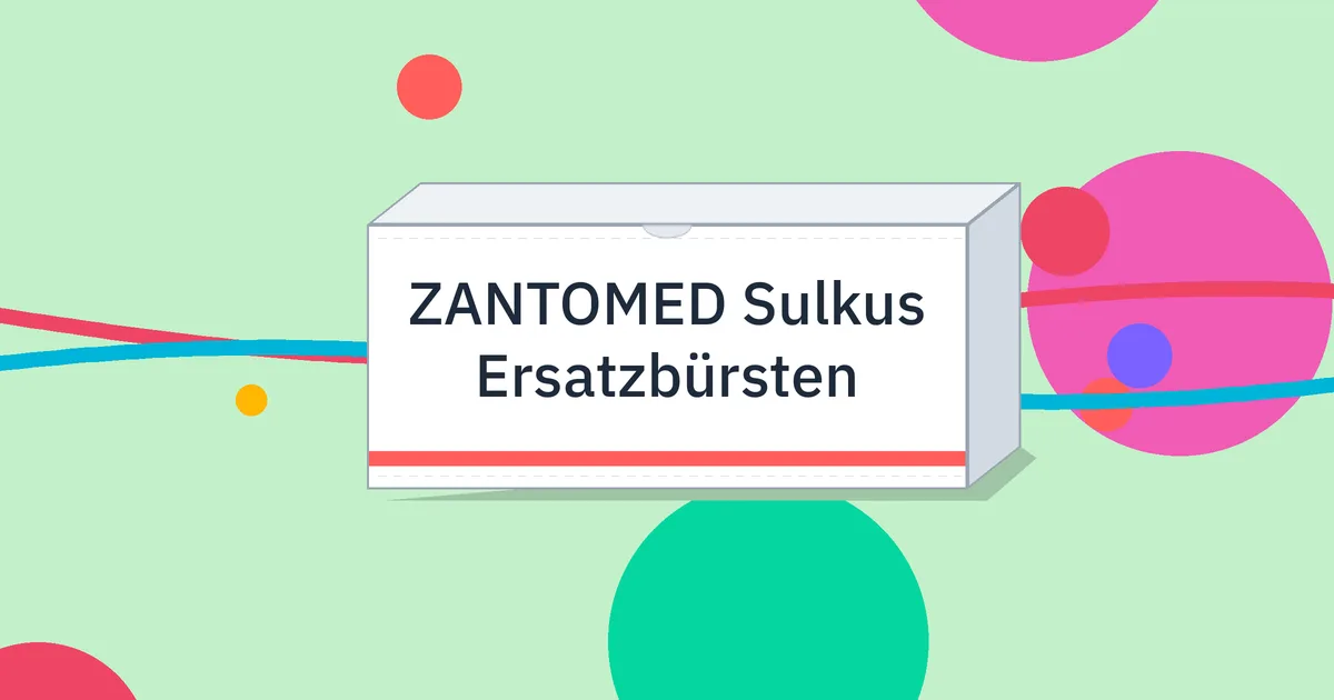 Symbolbild: Packung mit der Aufschrift ZANTOMED Sulkus Ersatzbürsten (PZN 03434704) – Verfügbarkeit und Bezug in Apotheken in Frankfurt am Main