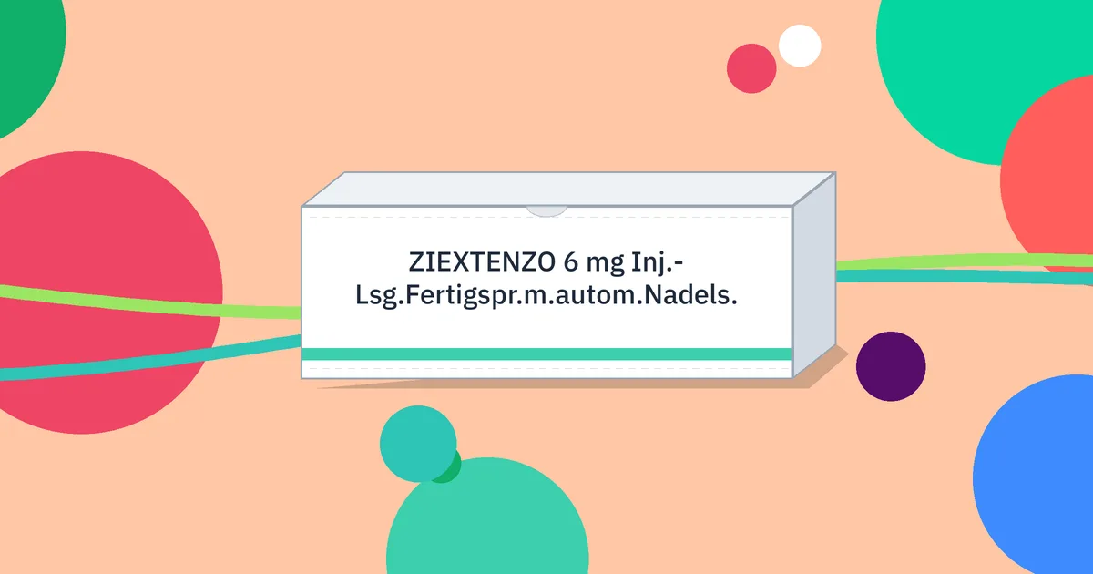 Symbolbild: Packung mit der Aufschrift ZIEXTENZO 6 mg Inj.-Lsg.Fertigspr.m.autom.Nadels. (PZN 20051620) – Verfügbarkeit und Bezug in Apotheken in Frankfurt am Main