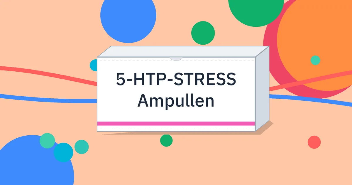 Symbolbild: Packung mit der Aufschrift 5-HTP-STRESS Ampullen (PZN 19269791) – Verfügbarkeit und Bezug in Apotheken in Frankfurt am Main