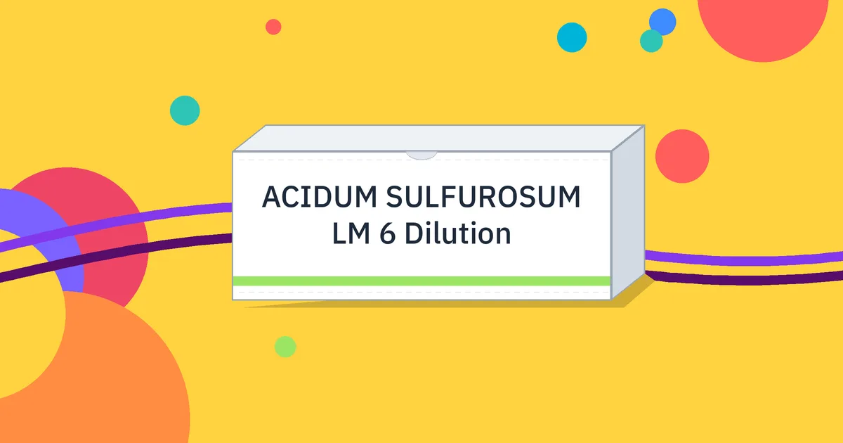 Symbolbild: Packung mit der Aufschrift ACIDUM SULFUROSUM LM 6 Dilution (PZN 13284654) – Verfügbarkeit und Bezug in Apotheken in Frankfurt am Main