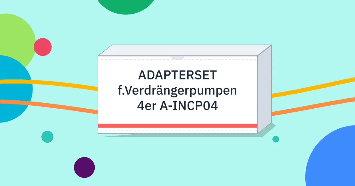 Symbolbild: Packung mit der Aufschrift ADAPTERSET f.Verdrängerpumpen 4er A-INCP04 (PZN 20081437) – Verfügbarkeit und Bezug in Apotheken in Frankfurt am Main