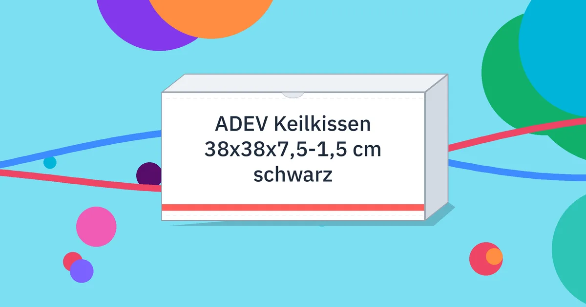 Symbolbild: Packung mit der Aufschrift ADEV Keilkissen 38x38x7,5-1,5 cm schwarz (PZN 03772660) – Verfügbarkeit und Bezug in Apotheken in Frankfurt am Main
