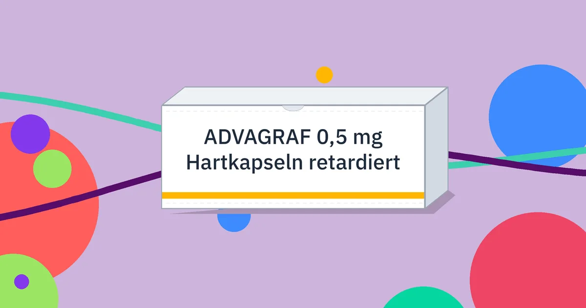 Symbolbild: Packung mit der Aufschrift ADVAGRAF 0,5 mg Hartkapseln retardiert (PZN 06195453) – Verfügbarkeit und Bezug in Apotheken in Frankfurt am Main