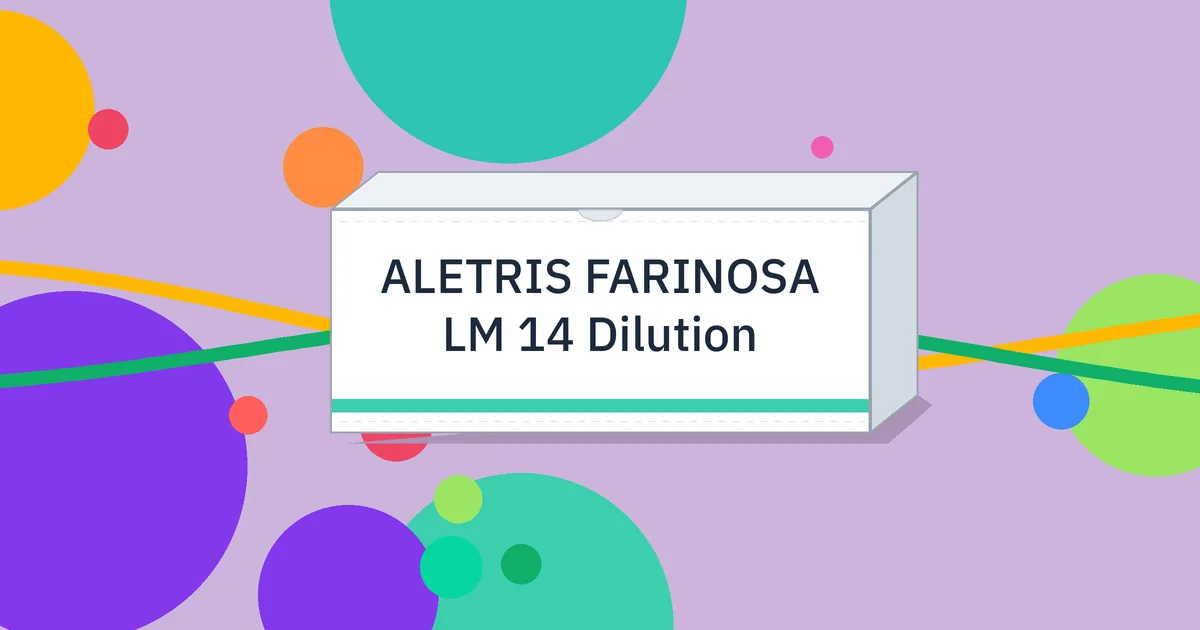 Symbolbild: Packung mit der Aufschrift ALETRIS FARINOSA LM 14 Dilution (PZN 13309704) – Verfügbarkeit und Bezug in Apotheken in Frankfurt am Main