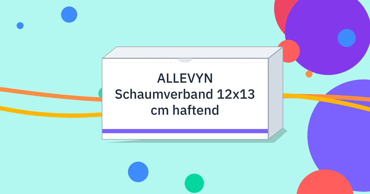 Symbolbild: Packung mit der Aufschrift ALLEVYN Schaumverband 12x13 cm haftend (PZN 09686559) – Verfügbarkeit und Bezug in Apotheken in Frankfurt am Main