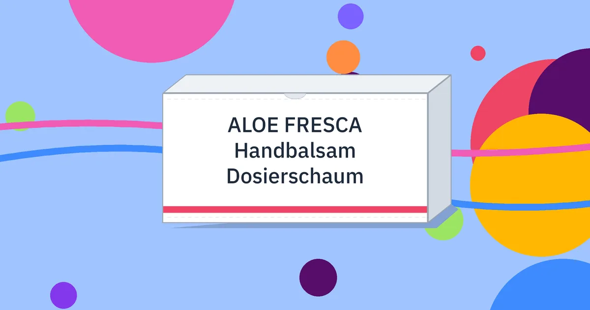 Symbolbild: Packung mit der Aufschrift ALOE FRESCA Handbalsam Dosierschaum (PZN 04791168) – Verfügbarkeit und Bezug in Apotheken in Frankfurt am Main