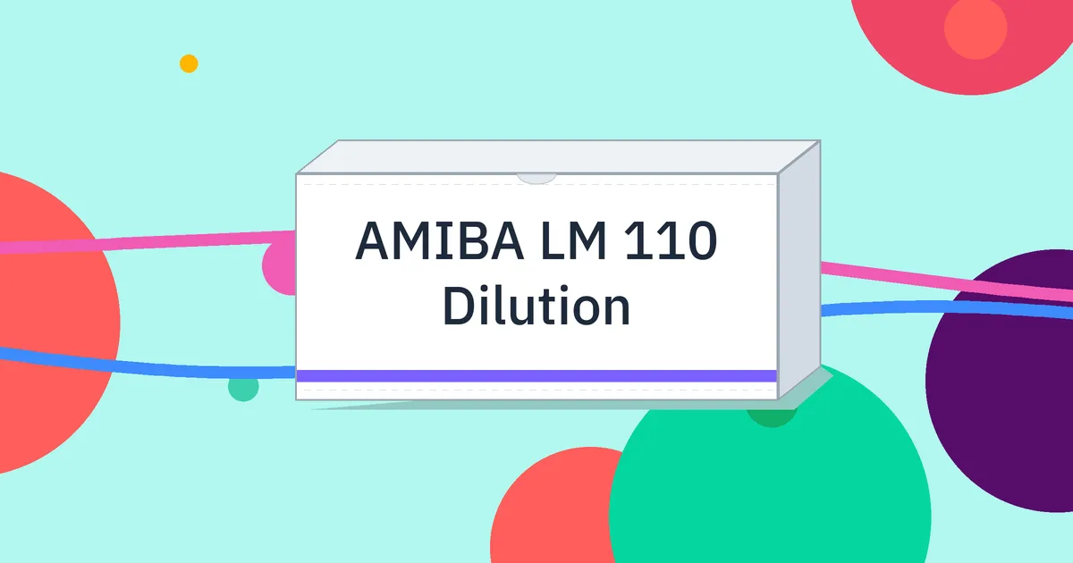 Symbolbild: Packung mit der Aufschrift AMIBA LM 110 Dilution (PZN 13318838) – Verfügbarkeit und Bezug in Apotheken in Frankfurt am Main