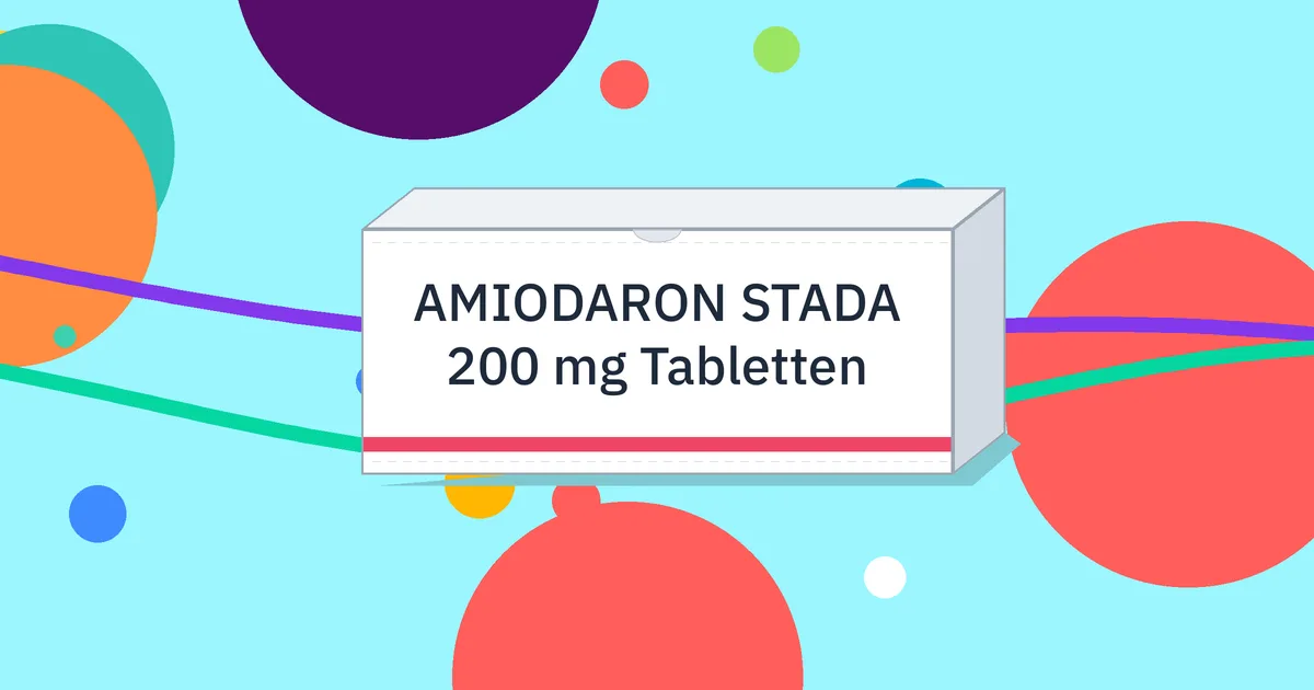 Symbolbild: Packung mit der Aufschrift AMIODARON STADA 200 mg Tabletten (PZN 20156661) – Verfügbarkeit und Bezug in Apotheken in Frankfurt am Main