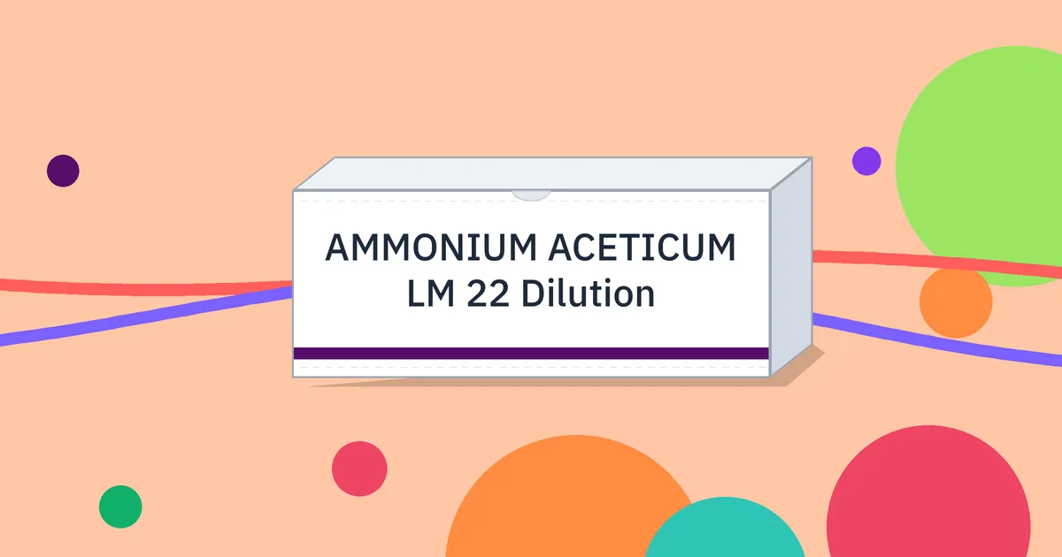 Symbolbild: Packung mit der Aufschrift AMMONIUM ACETICUM LM 22 Dilution (PZN 13319565) – Verfügbarkeit und Bezug in Apotheken in Frankfurt am Main