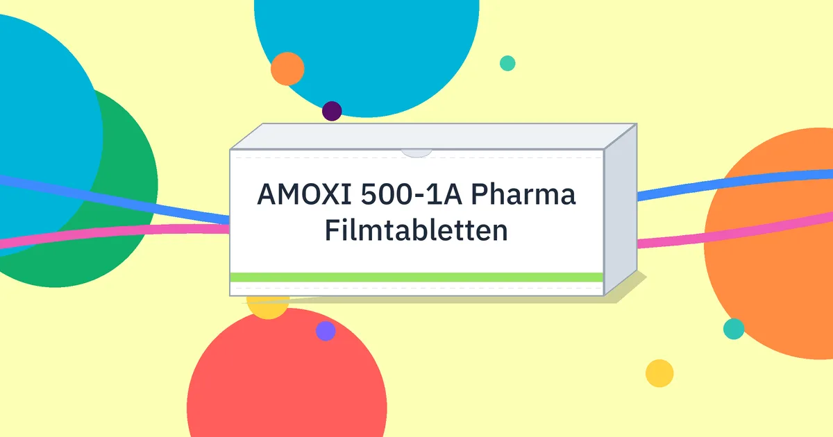 Symbolbild: Packung mit der Aufschrift AMOXI 500-1A Pharma Filmtabletten (PZN 03410891) – Verfügbarkeit und Bezug in Apotheken in Frankfurt am Main
