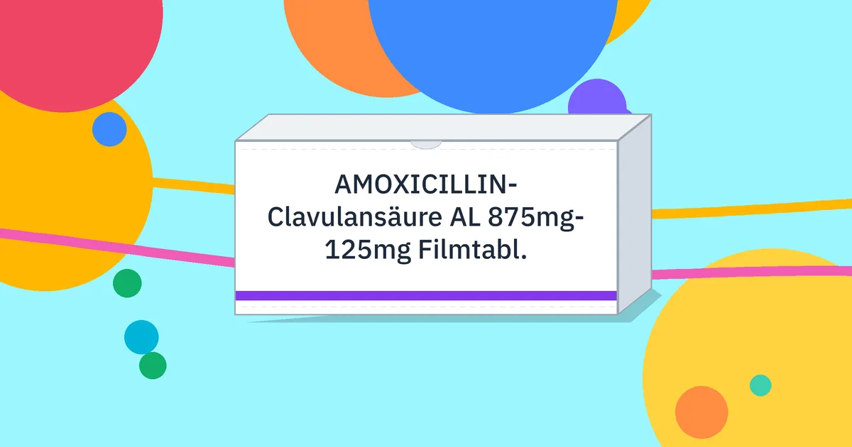 Symbolbild: Packung mit der Aufschrift AMOXICILLIN-Clavulansäure AL 875mg-125mg Filmtabl. (PZN 10298302) – Verfügbarkeit und Bezug in Apotheken in Frankfurt am Main