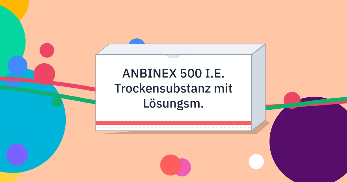 Symbolbild: Packung mit der Aufschrift ANBINEX 500 I.E. Trockensubstanz mit Lösungsm. (PZN 03702665) – Verfügbarkeit und Bezug in Apotheken in Frankfurt am Main