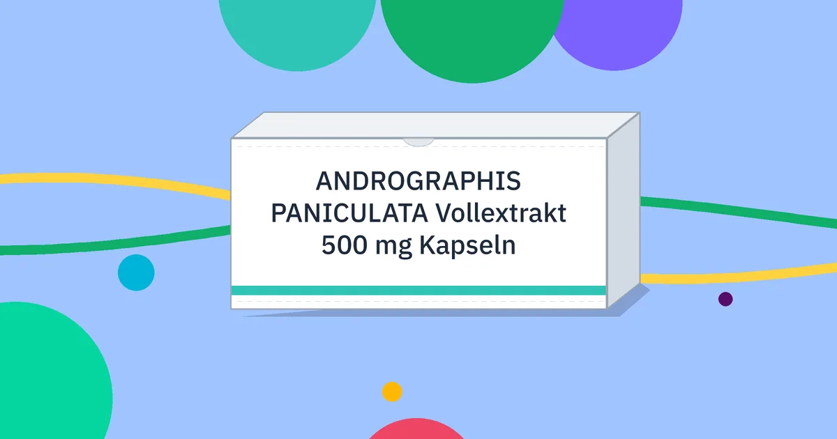 Symbolbild: Packung mit der Aufschrift ANDROGRAPHIS PANICULATA Vollextrakt 500 mg Kapseln (PZN 15637861) – Verfügbarkeit und Bezug in Apotheken in Frankfurt am Main