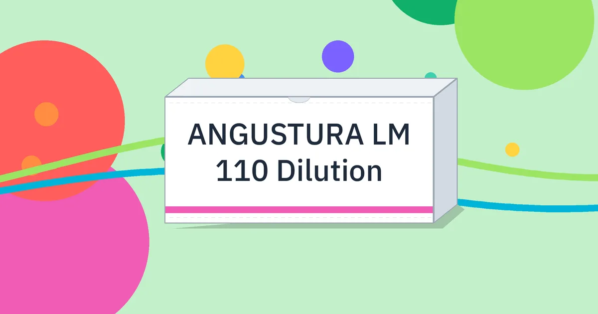 Symbolbild: Packung mit der Aufschrift ANGUSTURA LM 110 Dilution (PZN 13368730) – Verfügbarkeit und Bezug in Apotheken in Frankfurt am Main