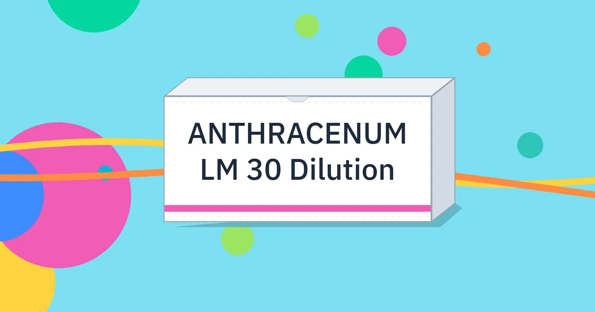 Symbolbild: Packung mit der Aufschrift ANTHRACENUM LM 30 Dilution (PZN 13370508) – Verfügbarkeit und Bezug in Apotheken in Frankfurt am Main