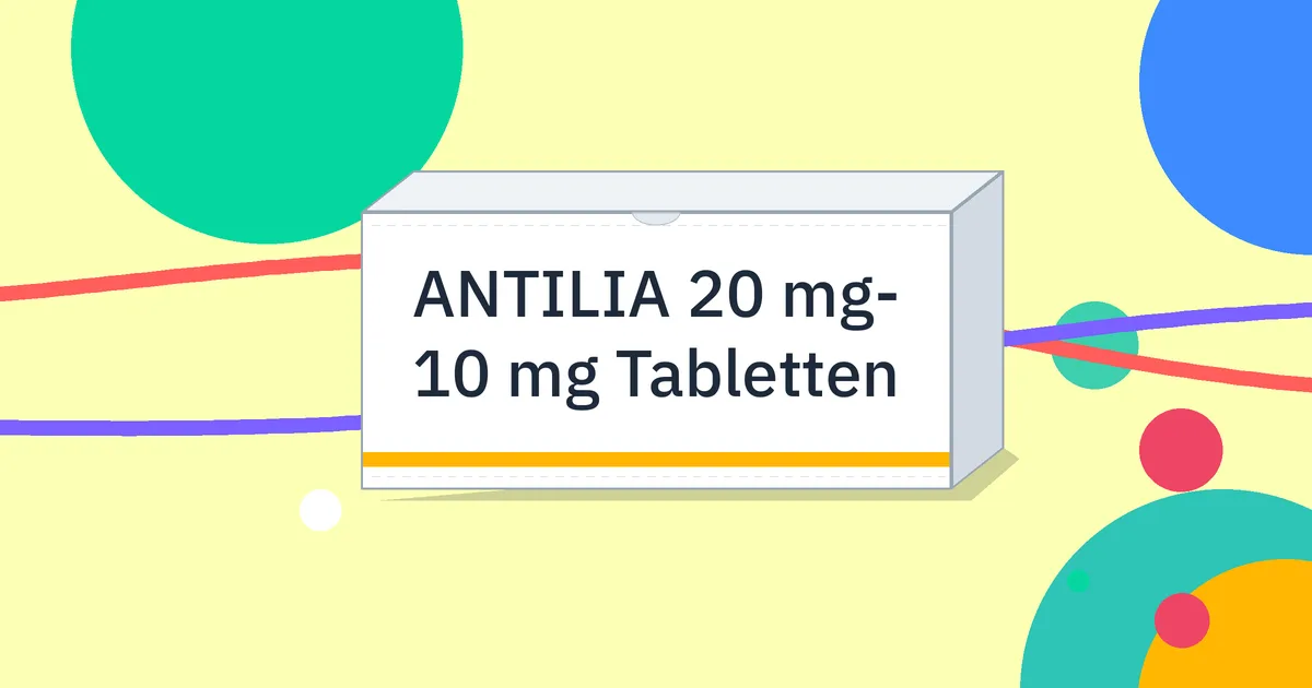 Symbolbild: Packung mit der Aufschrift ANTILIA 20 mg-10 mg Tabletten (PZN 14143849) – Verfügbarkeit und Bezug in Apotheken in Frankfurt am Main