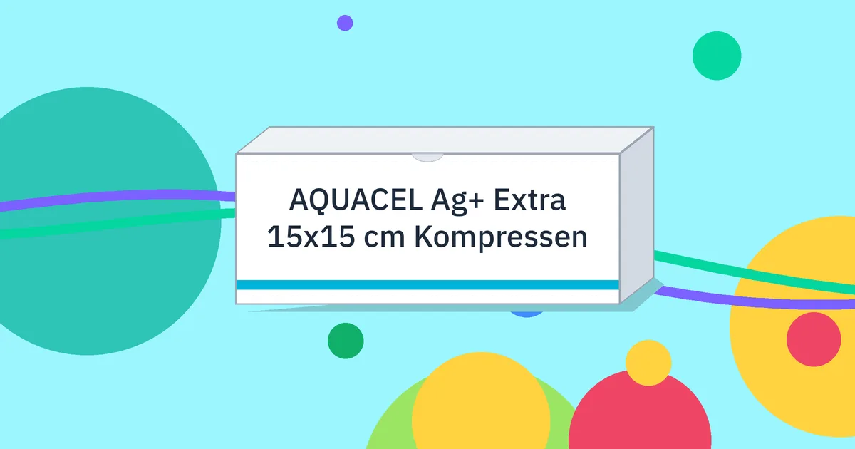 Symbolbild: Packung mit der Aufschrift AQUACEL Ag+ Extra 15x15 cm Kompressen (PZN 20609097) – Verfügbarkeit und Bezug in Apotheken in Frankfurt am Main
