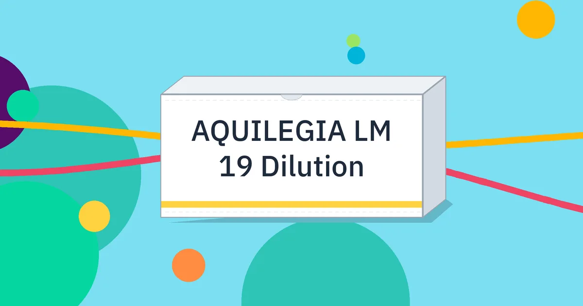 Symbolbild: Packung mit der Aufschrift AQUILEGIA LM 19 Dilution (PZN 13383936) – Verfügbarkeit und Bezug in Apotheken in Frankfurt am Main