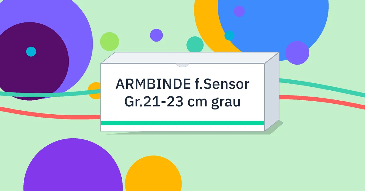 Symbolbild: Packung mit der Aufschrift ARMBINDE f.Sensor Gr.21-23 cm grau (PZN 17838150) – Verfügbarkeit und Bezug in Apotheken in Frankfurt am Main