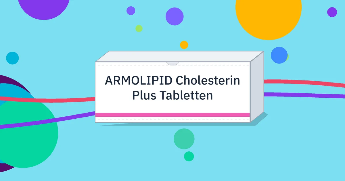 Symbolbild: Packung mit der Aufschrift ARMOLIPID Cholesterin Plus Tabletten (PZN 20045200) – Verfügbarkeit und Bezug in Apotheken in Frankfurt am Main
