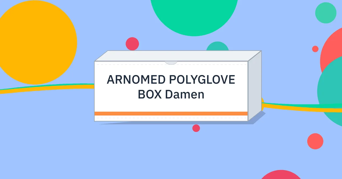 Symbolbild: Packung mit der Aufschrift ARNOMED POLYGLOVE BOX Damen (PZN 18111094) – Verfügbarkeit und Bezug in Apotheken in Frankfurt am Main