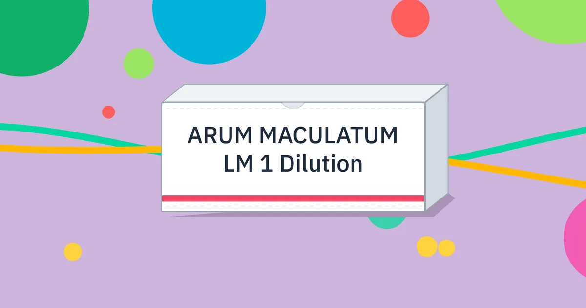 Symbolbild: Packung mit der Aufschrift ARUM MACULATUM LM 1 Dilution (PZN 13395862) – Verfügbarkeit und Bezug in Apotheken in Frankfurt am Main