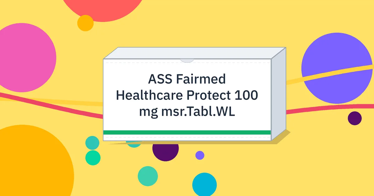 Symbolbild: Packung mit der Aufschrift ASS Fairmed Healthcare Protect 100 mg msr.Tabl.WL (PZN 16762835) – Verfügbarkeit und Bezug in Apotheken in Frankfurt am Main