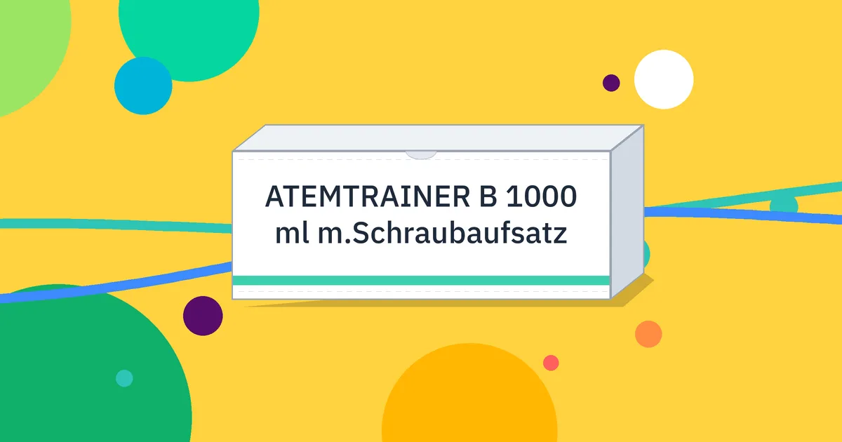 Symbolbild: Packung mit der Aufschrift ATEMTRAINER B 1000 ml m.Schraubaufsatz (PZN 17483764) – Verfügbarkeit und Bezug in Apotheken in Frankfurt am Main