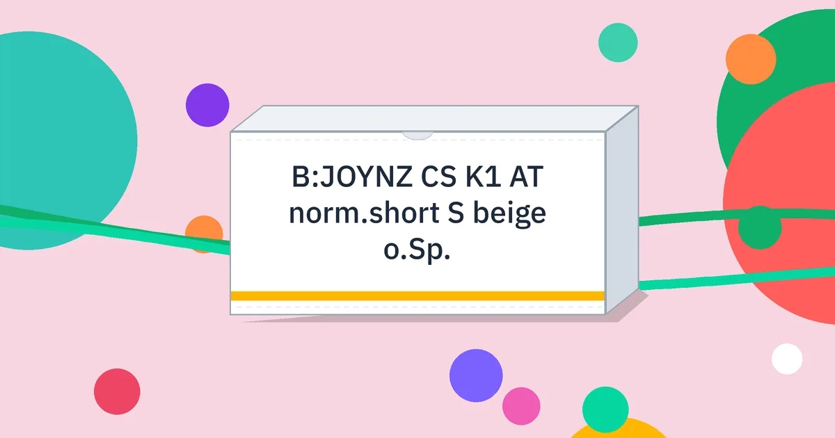 Symbolbild: Packung mit der Aufschrift B:JOYNZ CS K1 AT norm.short S beige o.Sp. (PZN 20537512) – Verfügbarkeit und Bezug in Apotheken in Frankfurt am Main