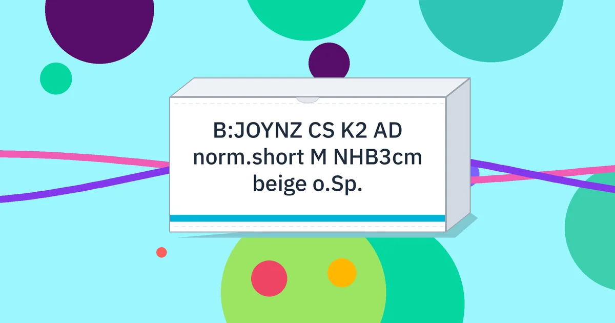 Symbolbild: Packung mit der Aufschrift B:JOYNZ CS K2 AD norm.short M NHB3cm beige o.Sp. (PZN 20530390) – Verfügbarkeit und Bezug in Apotheken in Frankfurt am Main