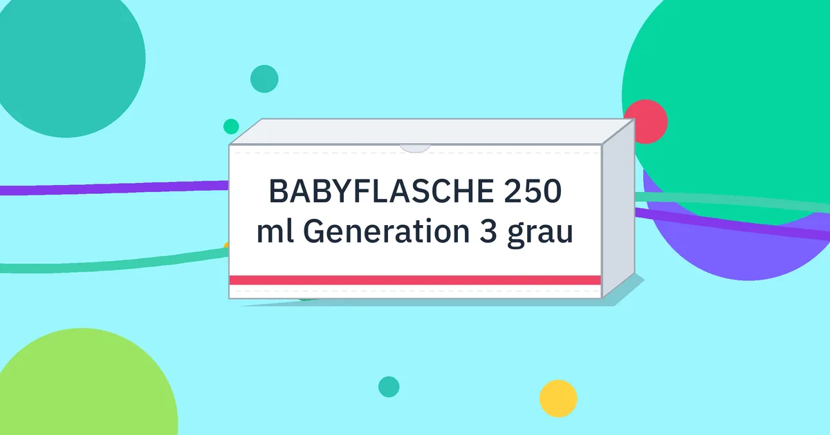 Symbolbild: Packung mit der Aufschrift BABYFLASCHE 250 ml Generation 3 grau (PZN 18137165) – Verfügbarkeit und Bezug in Apotheken in Frankfurt am Main