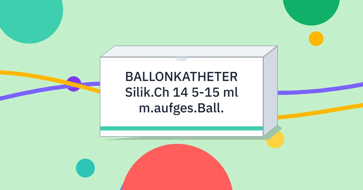 Symbolbild: Packung mit der Aufschrift BALLONKATHETER Silik.Ch 14 5-15 ml m.aufges.Ball. (PZN 06328730) – Verfügbarkeit und Bezug in Apotheken in Frankfurt am Main