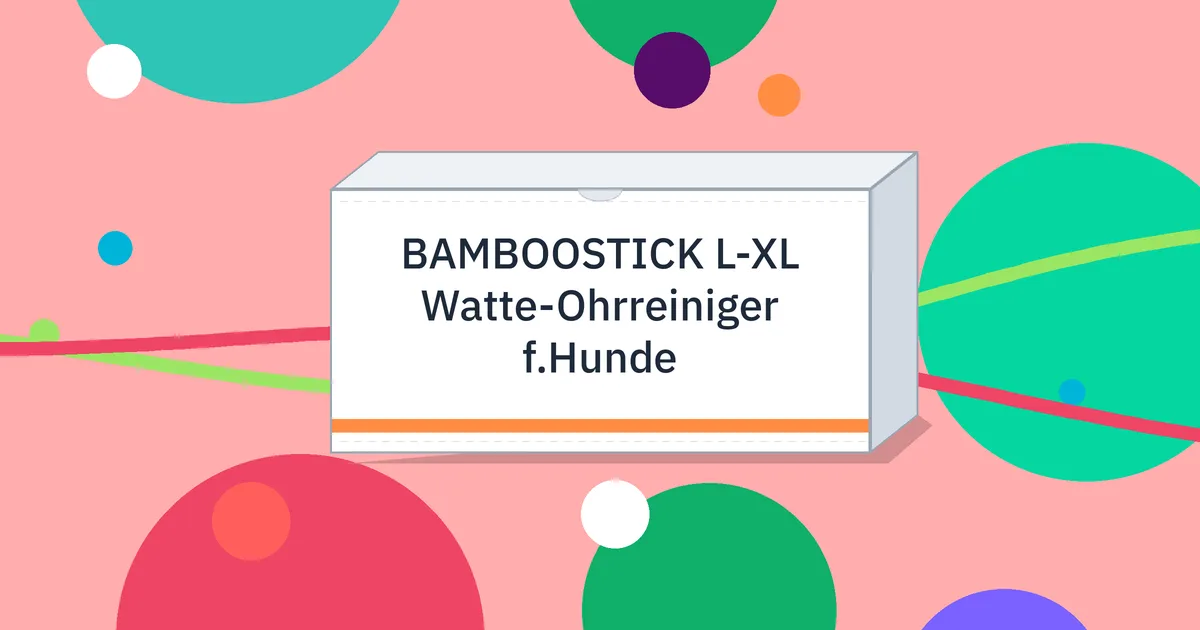 Symbolbild: Packung mit der Aufschrift BAMBOOSTICK L-XL Watte-Ohrreiniger f.Hunde (PZN 18222758) – Verfügbarkeit und Bezug in Apotheken in Frankfurt am Main
