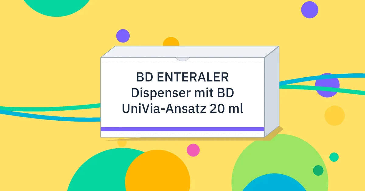 Symbolbild: Packung mit der Aufschrift BD ENTERALER Dispenser mit BD UniVia-Ansatz 20 ml (PZN 08446729) – Verfügbarkeit und Bezug in Apotheken in Frankfurt am Main